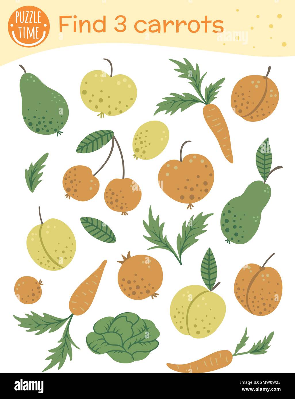 Search and find activity for preschool children with fruit and ...