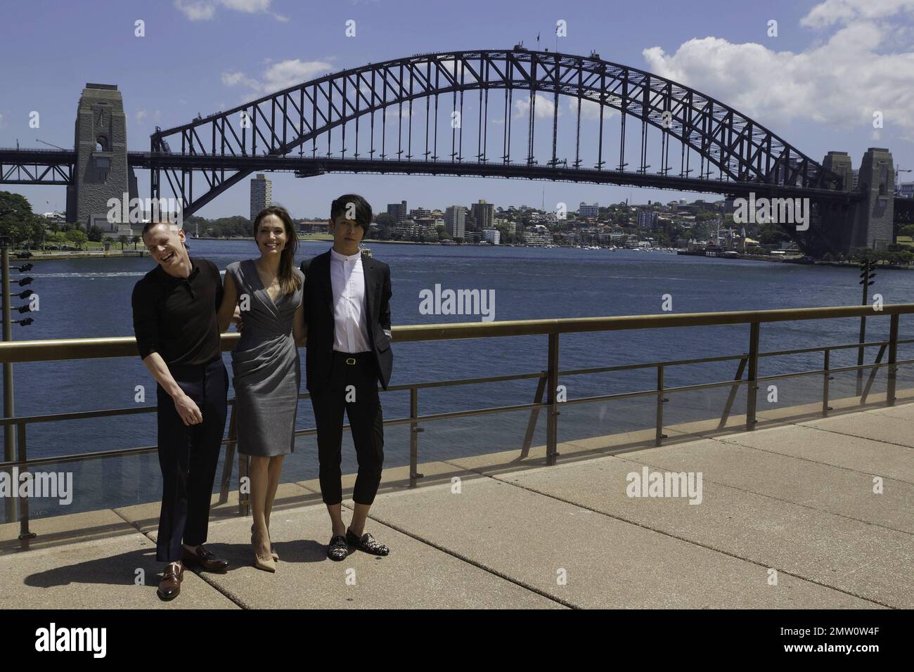 Jack O'Connell, Angelina Jolie, Miyavi at the photo call for "Unbroken ...