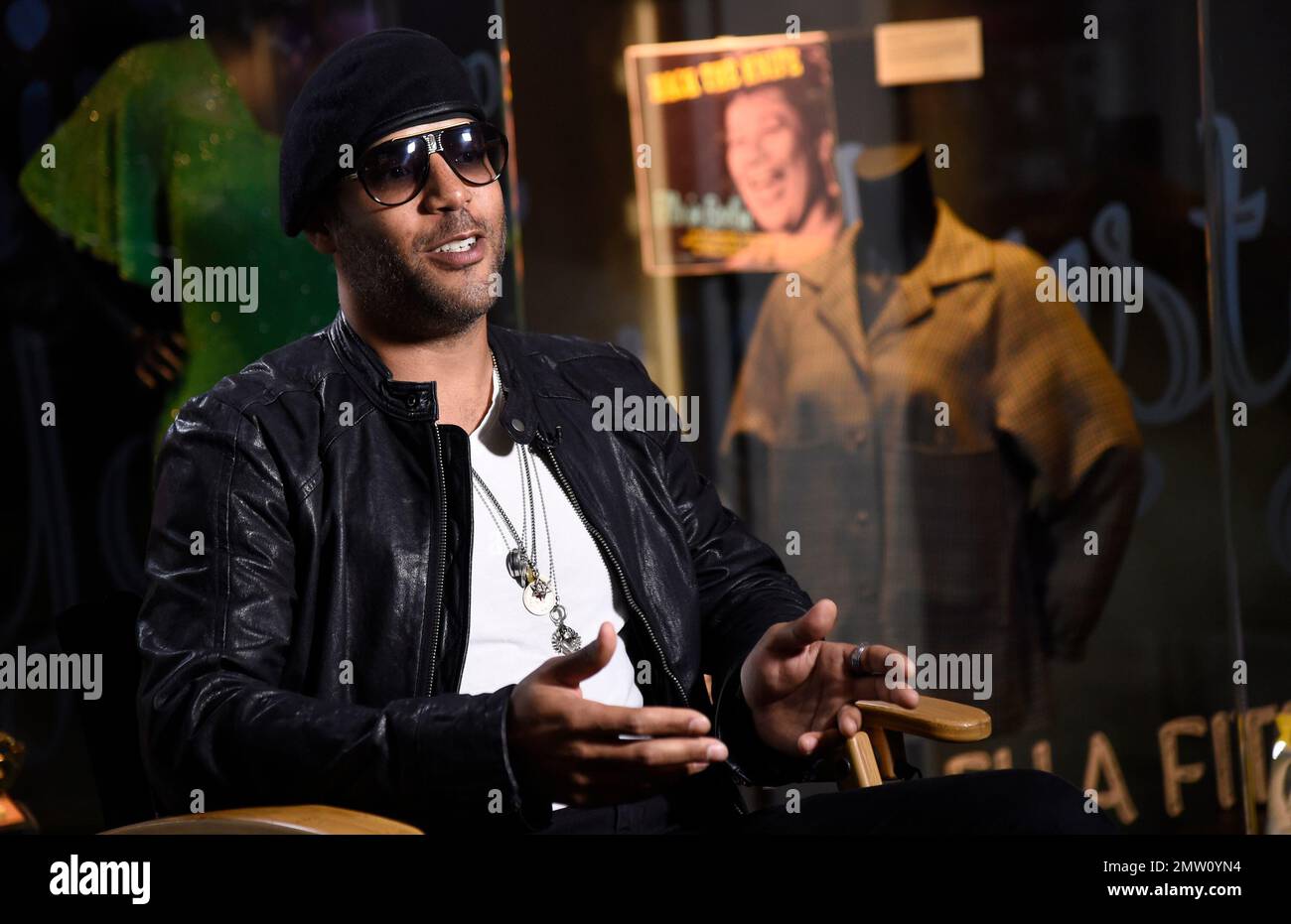 Miles Mosley speaks during an interview at a sneak preview of "Ella at ...