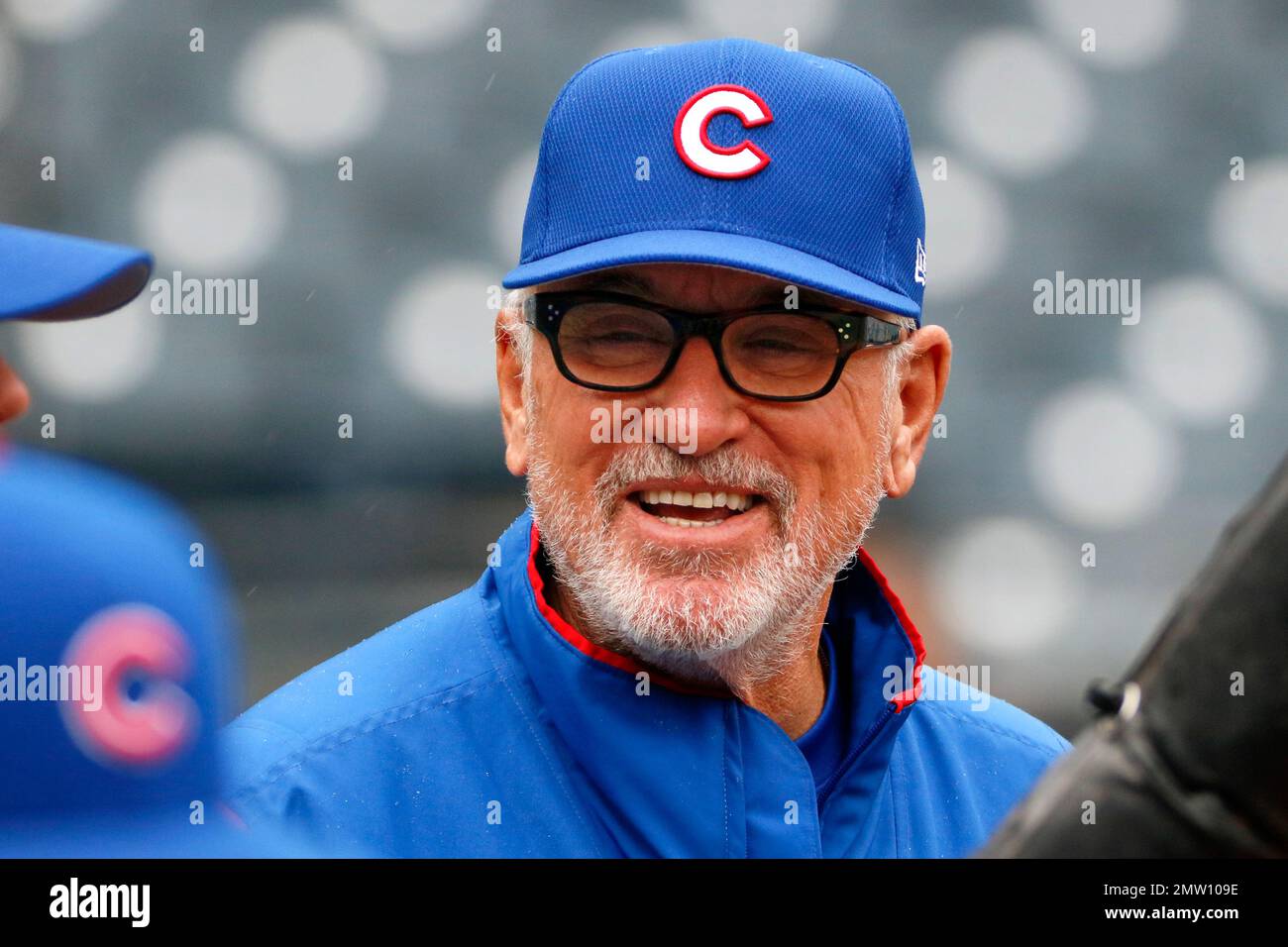 Chicago Cubs manager Joe Maddon watches batting practice before a ...