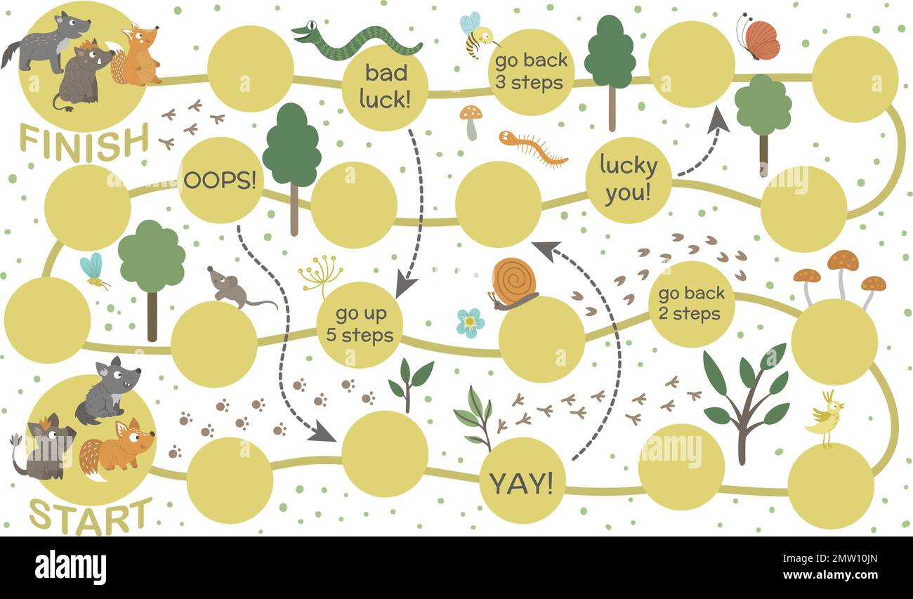 Forest adventure board game for children. Educational woodland ...
