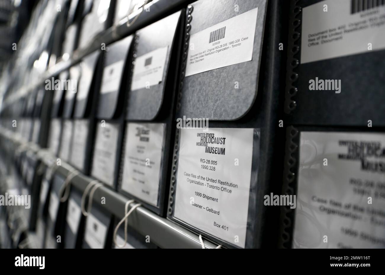 Boxes fill the shelves in the Documents Vault at the U.S. Holocaust ...