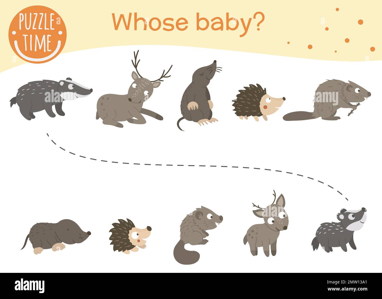 Whose baby matching activity for preschool children. Connect the animal ...