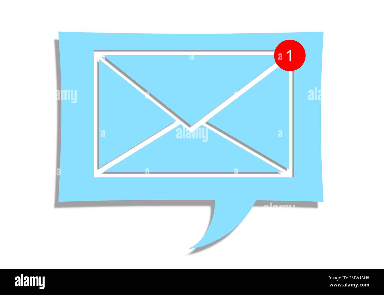 Label, paper in the form of a message. The paper on the wall is blue ...