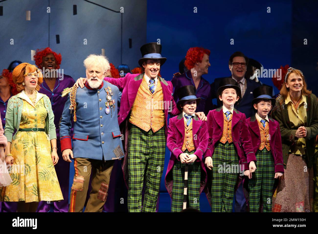 Christian Borle, center, and cast appear on stage for the Broadway ...