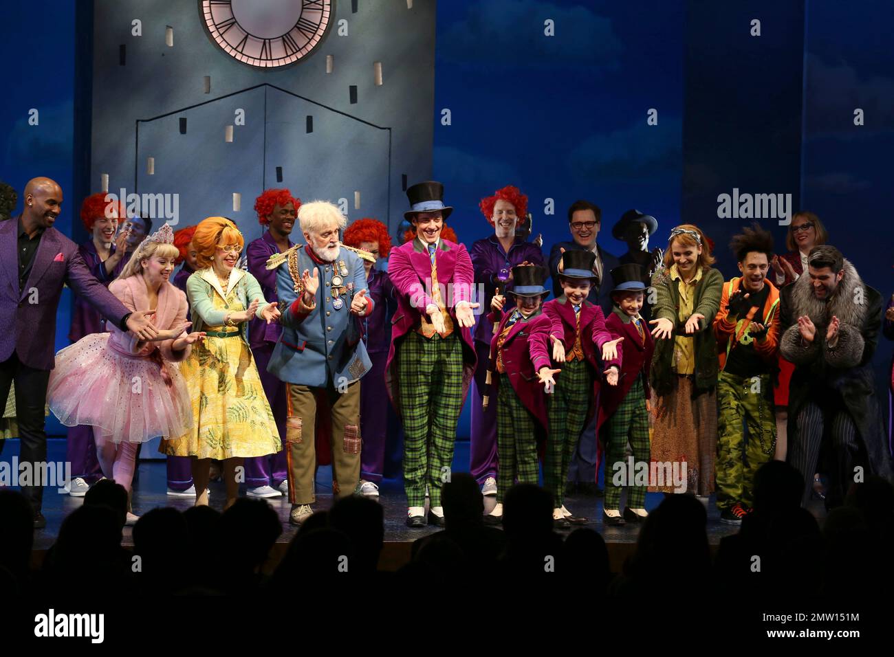Christian Borle, center, and cast appear on stage for the Broadway ...