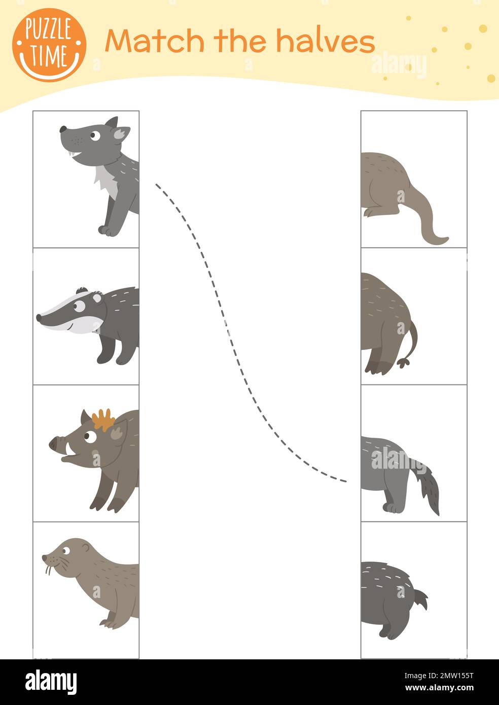 Connect the halves worksheet. Matching game for preschool children with ...