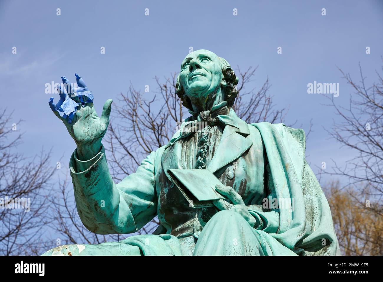 Hans Christian Andersen statue (August Saabye, 1880) with part of a ...