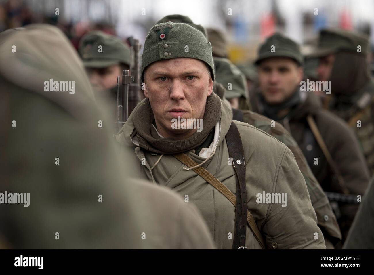 Members of historic clubs wearing Nazi historical uniform walk before a ...
