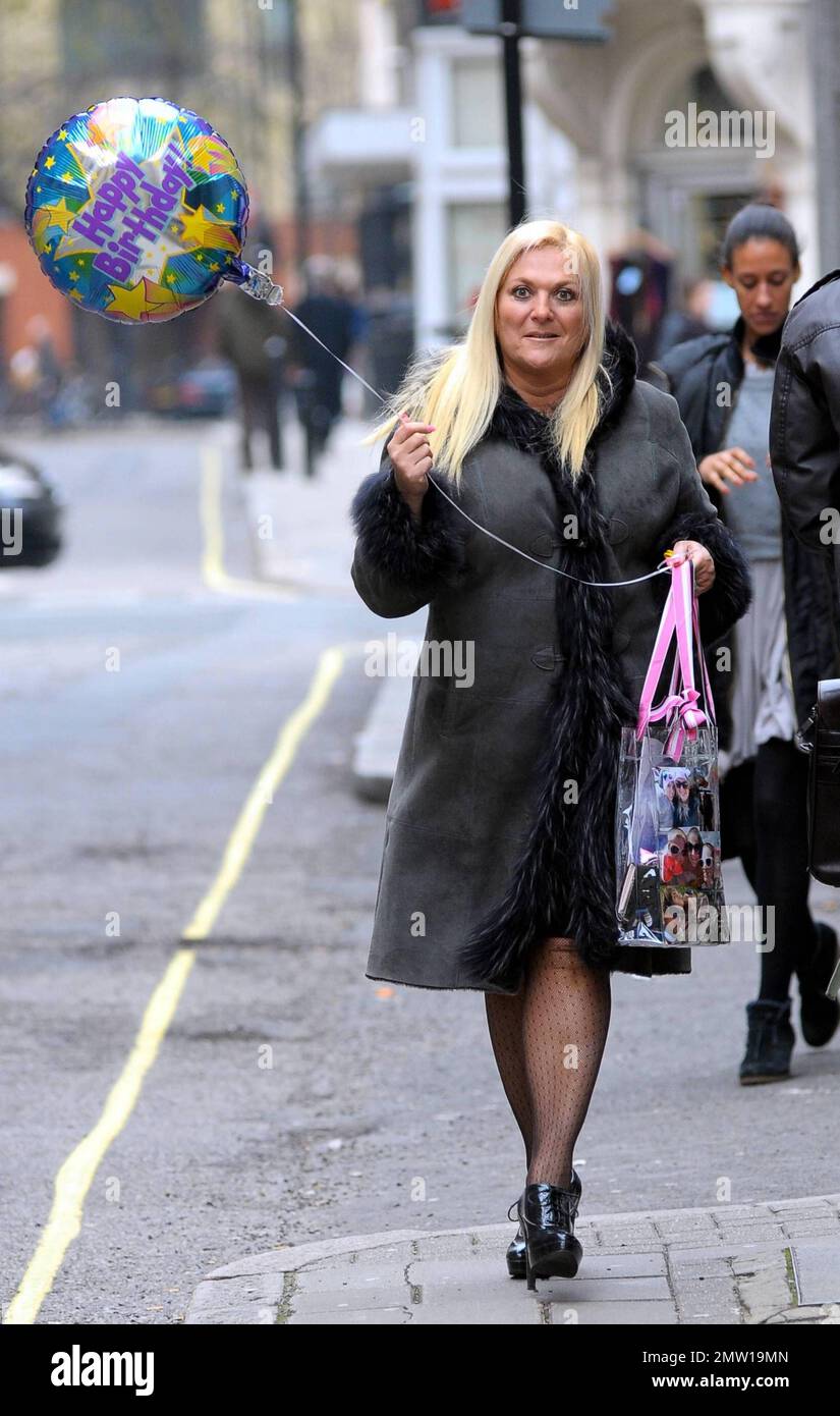 Vanessa Feltz leaves the BBC carrying a balloon given to her on her ...