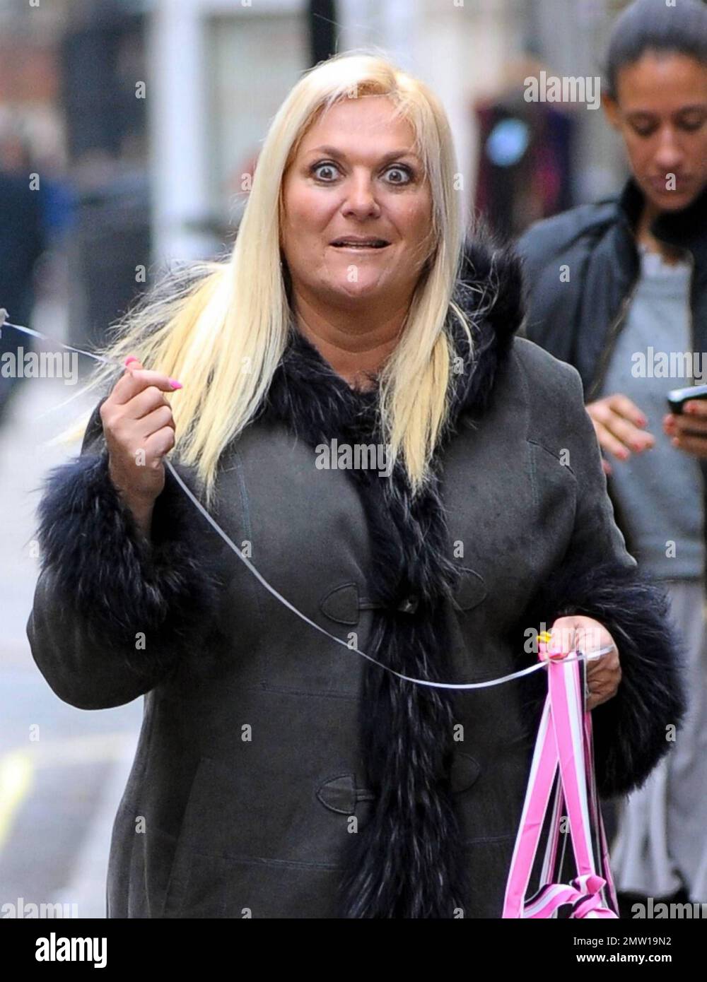 Vanessa Feltz leaves the BBC carrying a balloon given to her on her ...