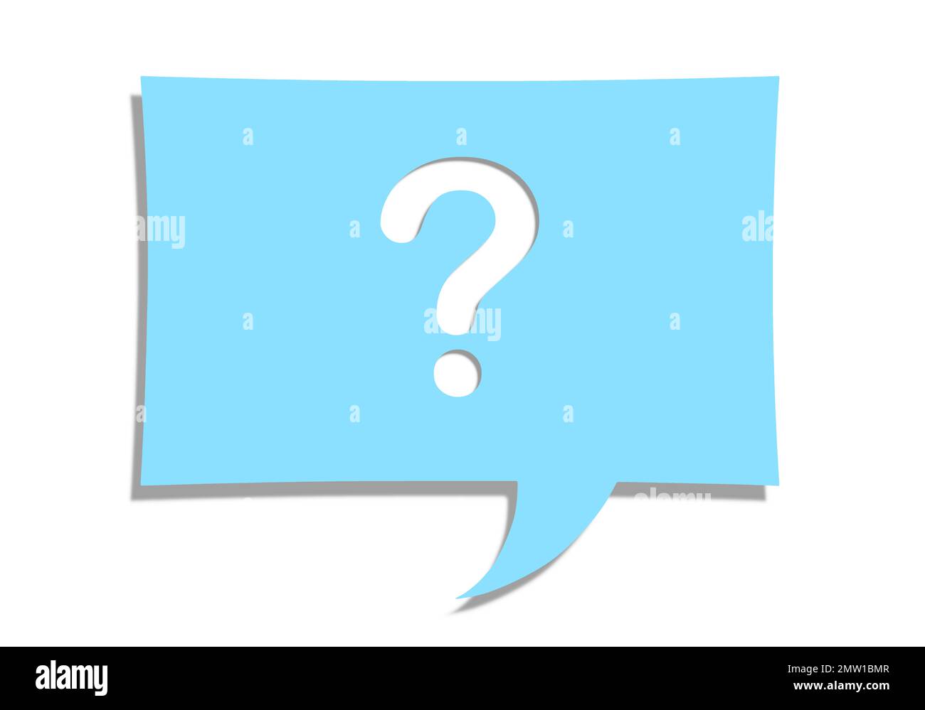 Label, paper in the form of a message. The paper on the wall is blue ...