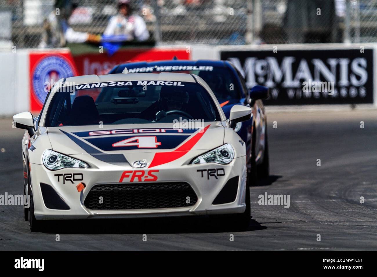 American actress Vanessa Marcil drives during practice run at the 2014 ...