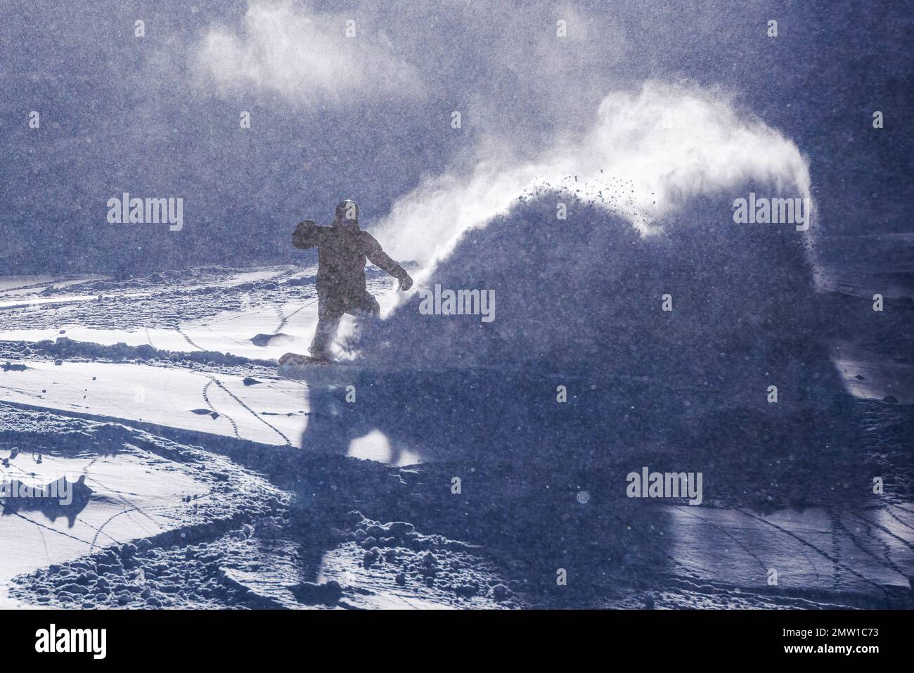 Snowboarder rides fresh powder down Gunbarrel; Monarch Mountain ski ...
