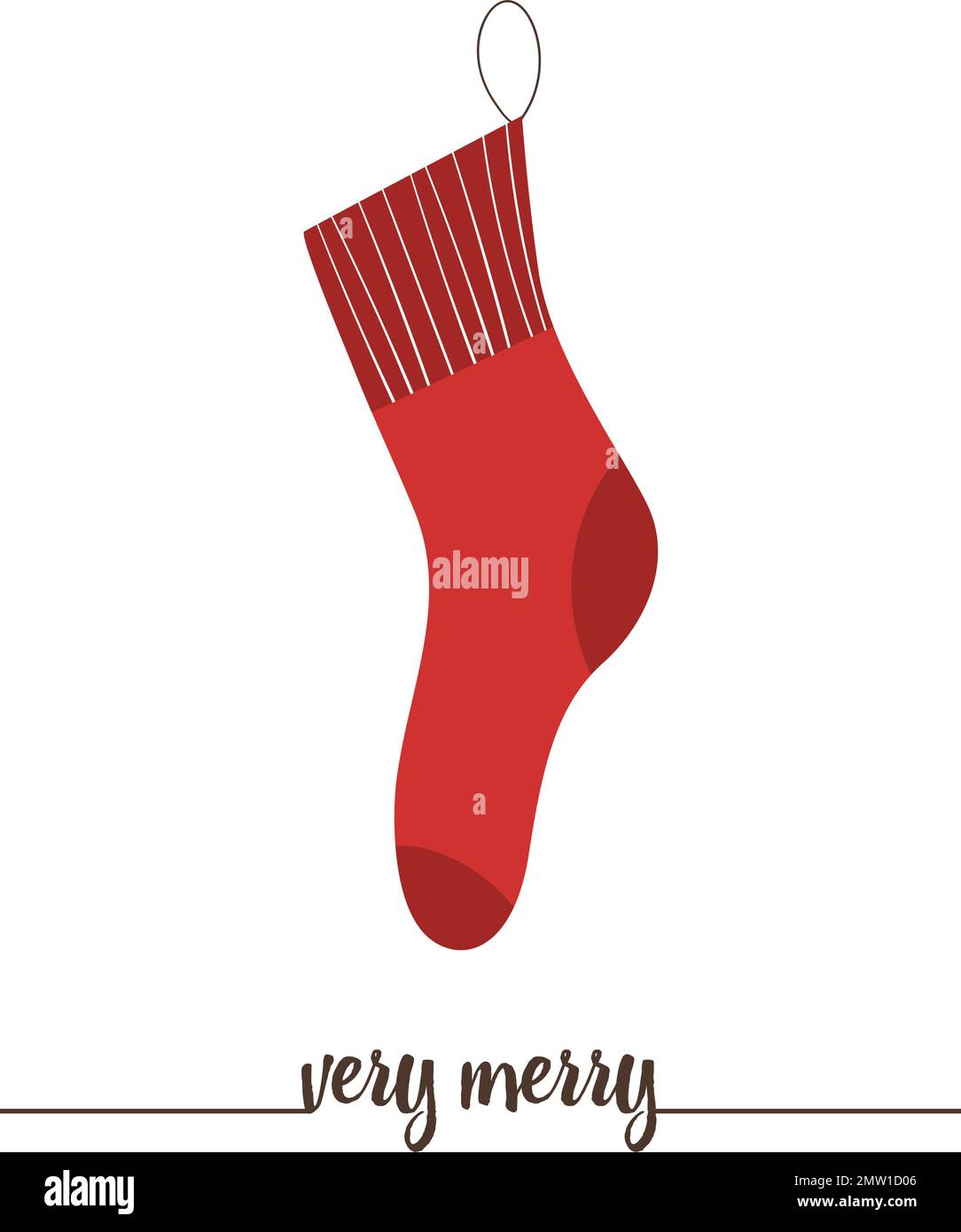 Vector red stocking for presents isolated on white background. Cute ...