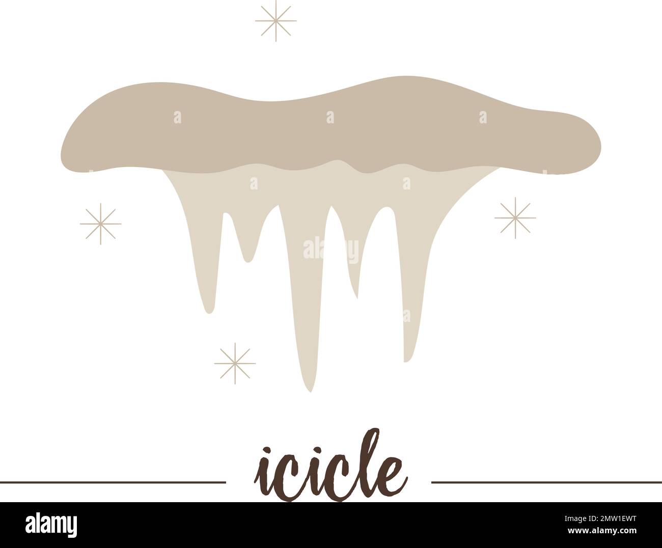 Vector icicle with snowflakes isolated on white background. Cute funny ...