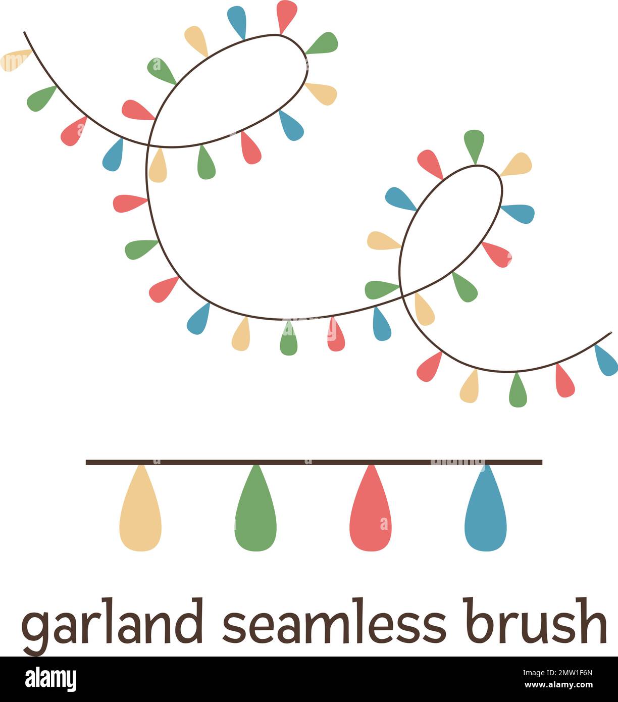 Vector garland seamless brush isolated on white background. Cute funny ...