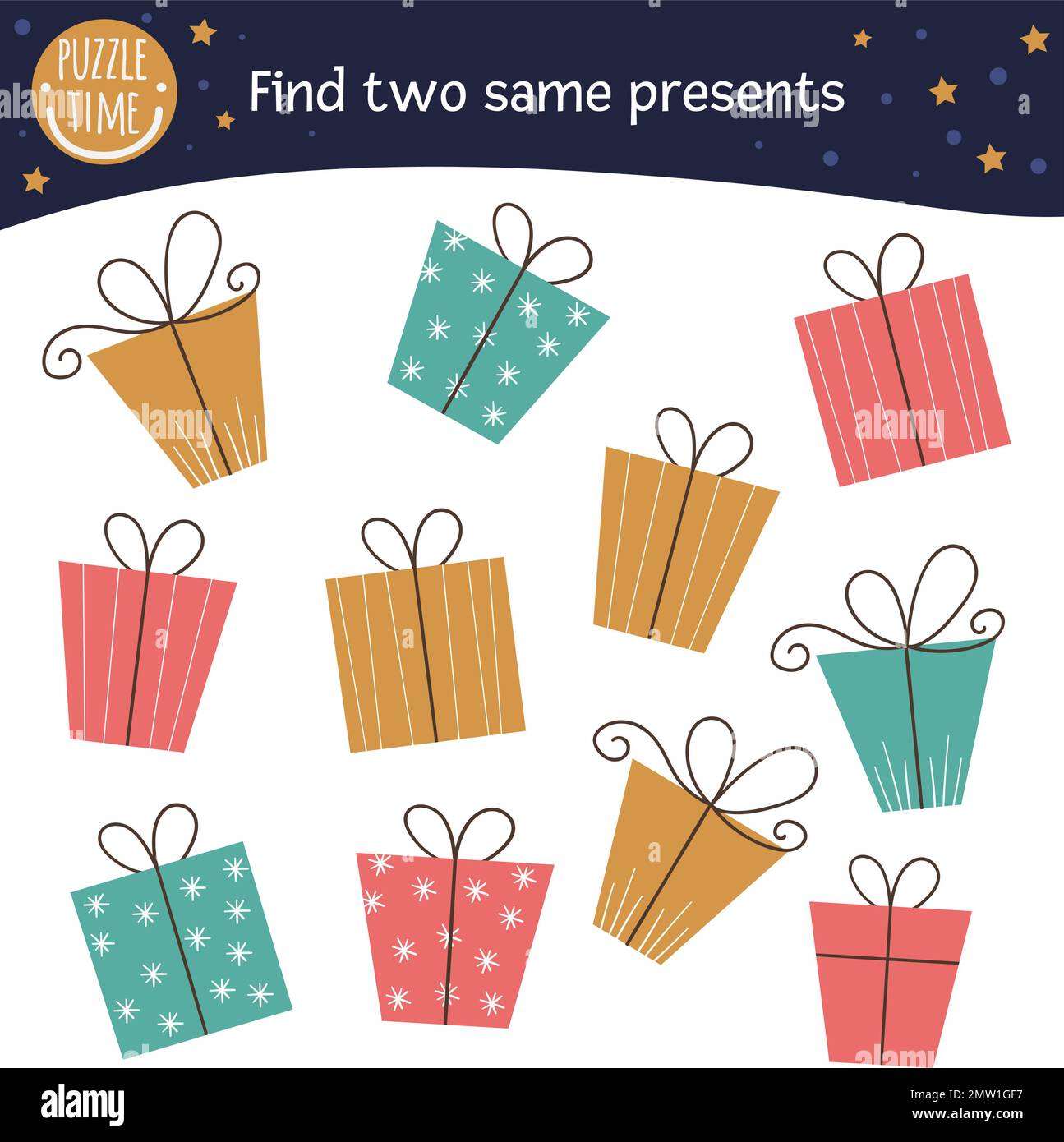 Find two same presents. Holiday matching activity for preschool ...