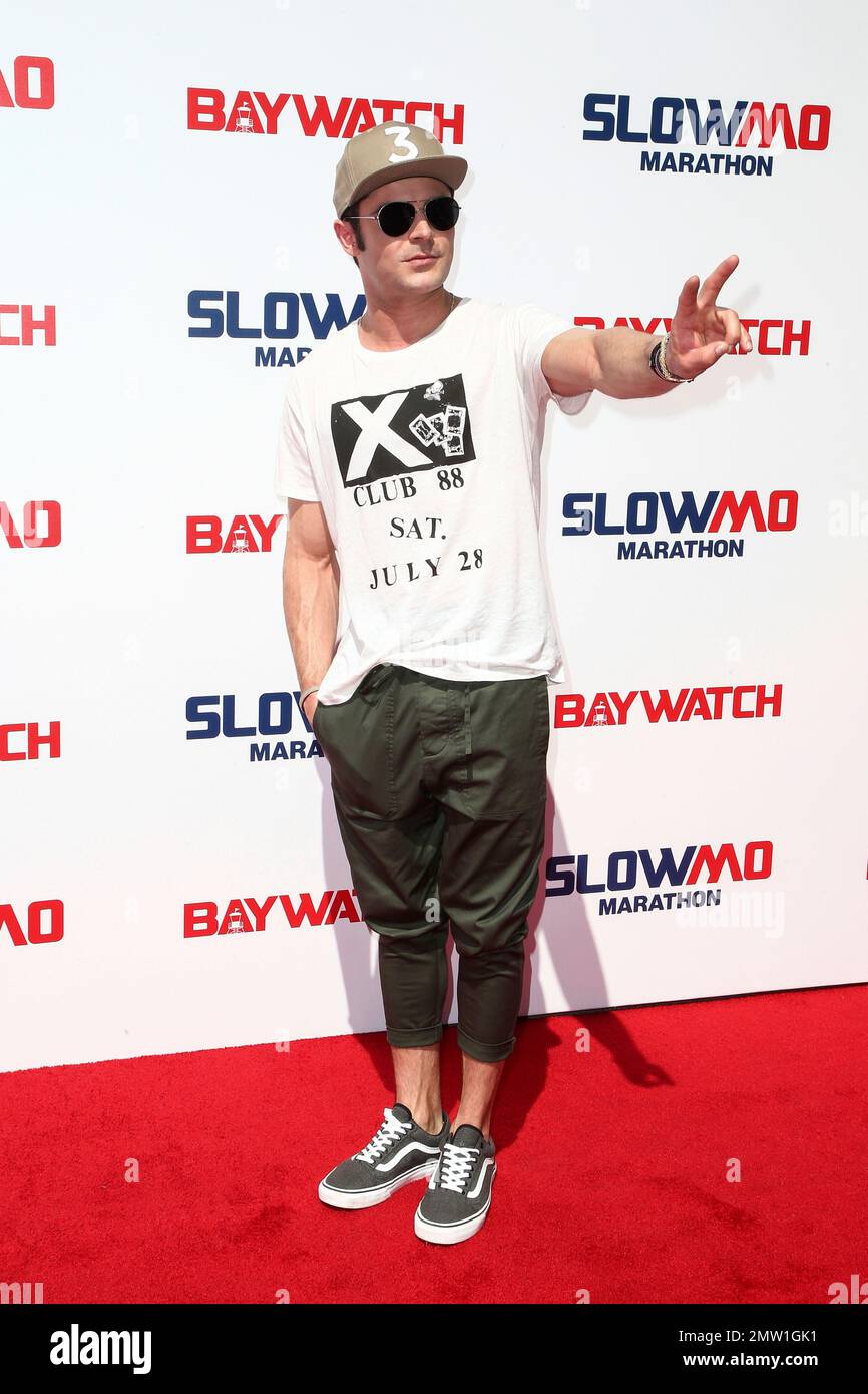 Zac Efron attends the "Baywatch" Slow Motion Marathon held at Microsoft ...
