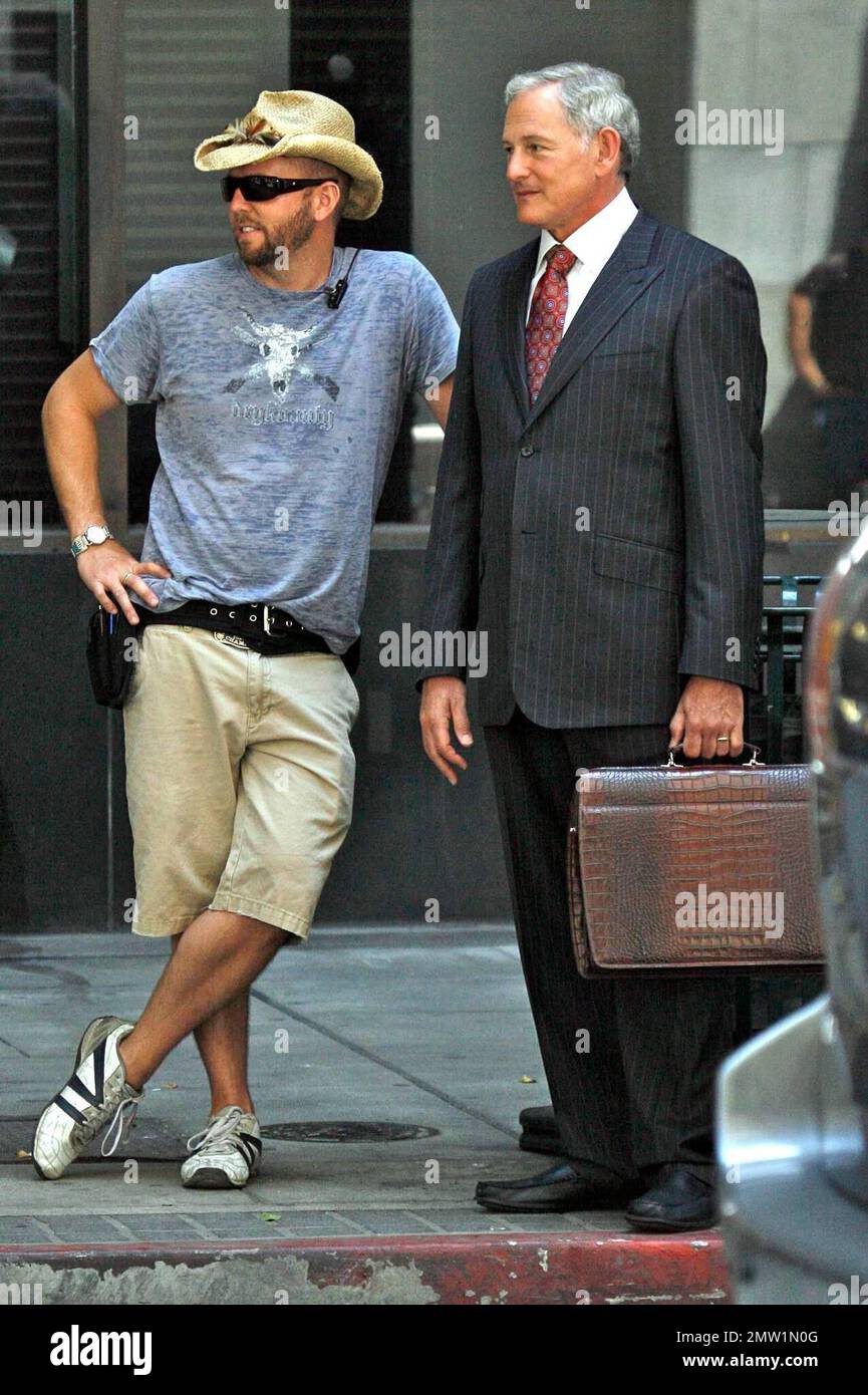 Victor Garber films on the set of "Eli Stone" in downbtown Los Angeles ...