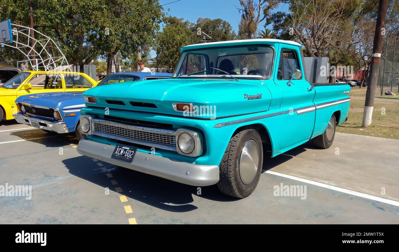 old aqua 1965 Chevrolet Chevy C10 Apache Fleetside pickup truck by GM ...