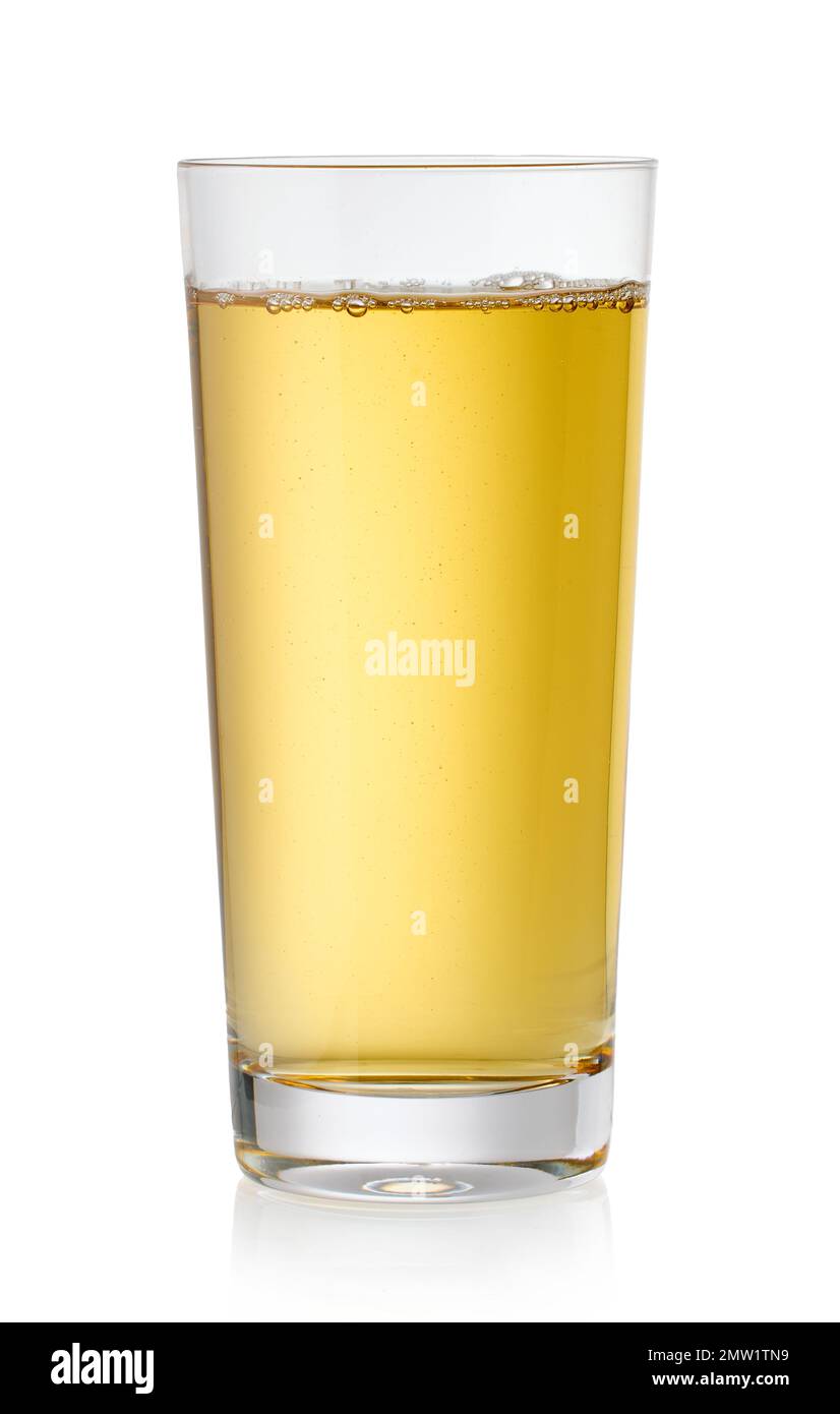 glass of yellow apple juice isolated on white background Stock Photo ...