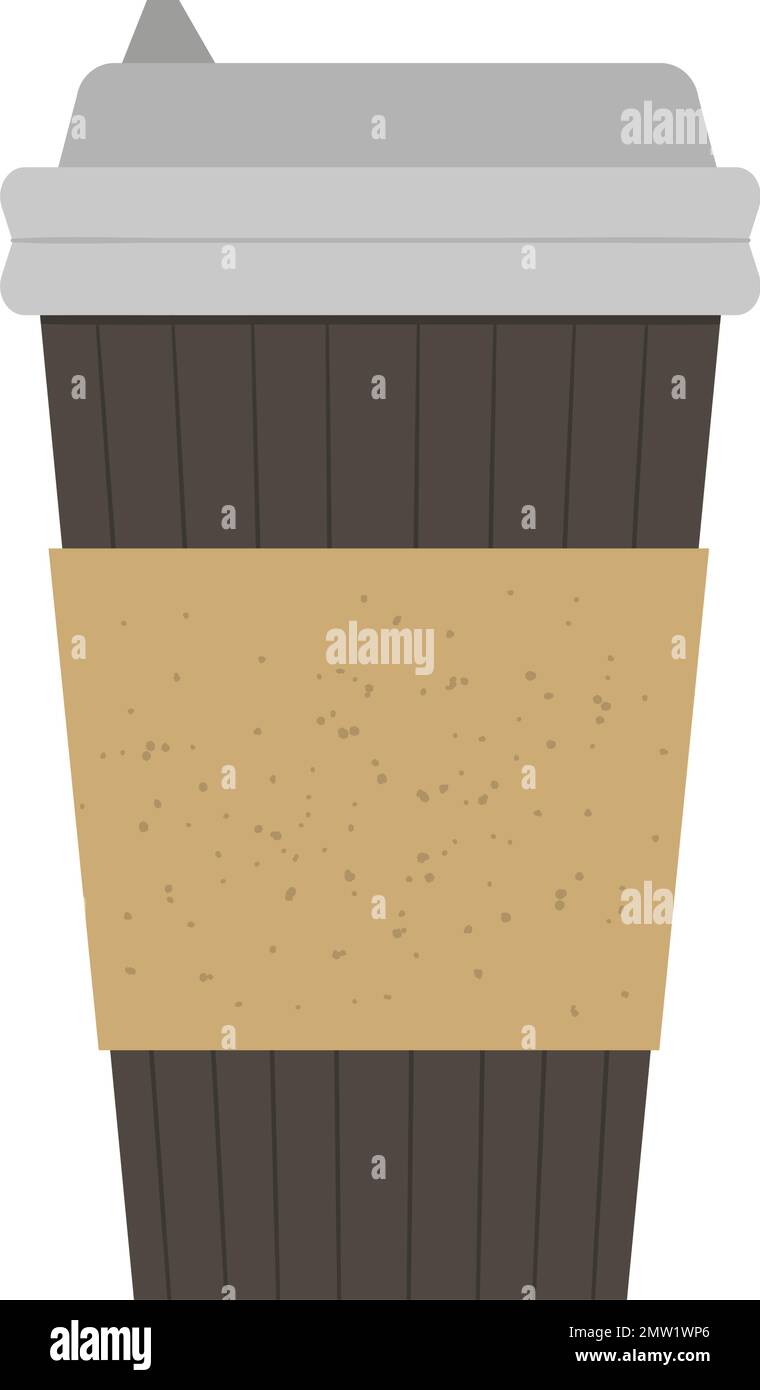 Vector flat illustration of take-away coffee cup. Fast food hot drink ...