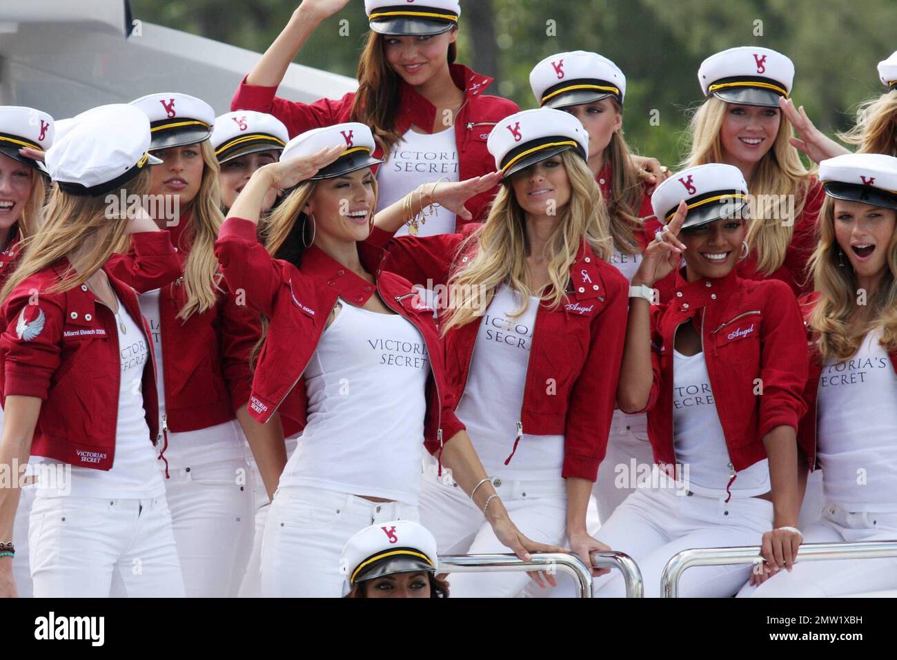 The Victoria's Secret Angels arrive on a yacht to the Fontainebleu ...
