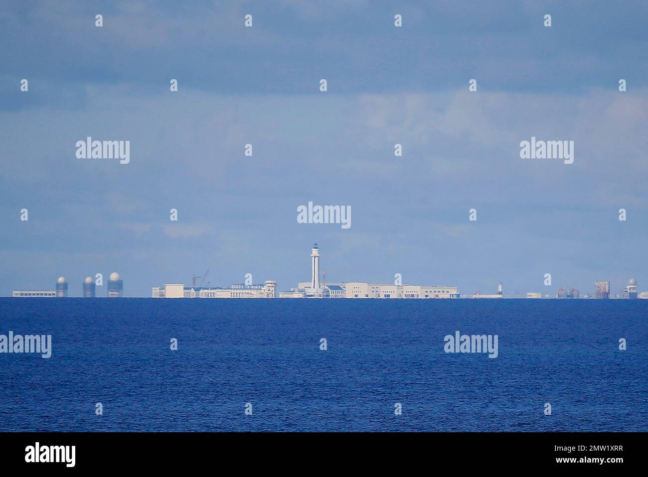 Chinese structures and buildings on the man-made Subi Reef at the ...