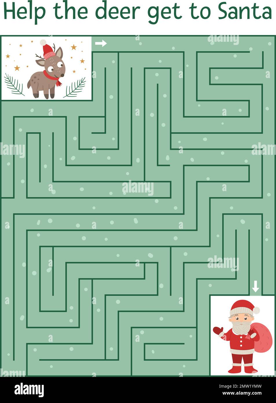 Christmas Maze Worksheet Winter Maze For Children Preschool Christmas