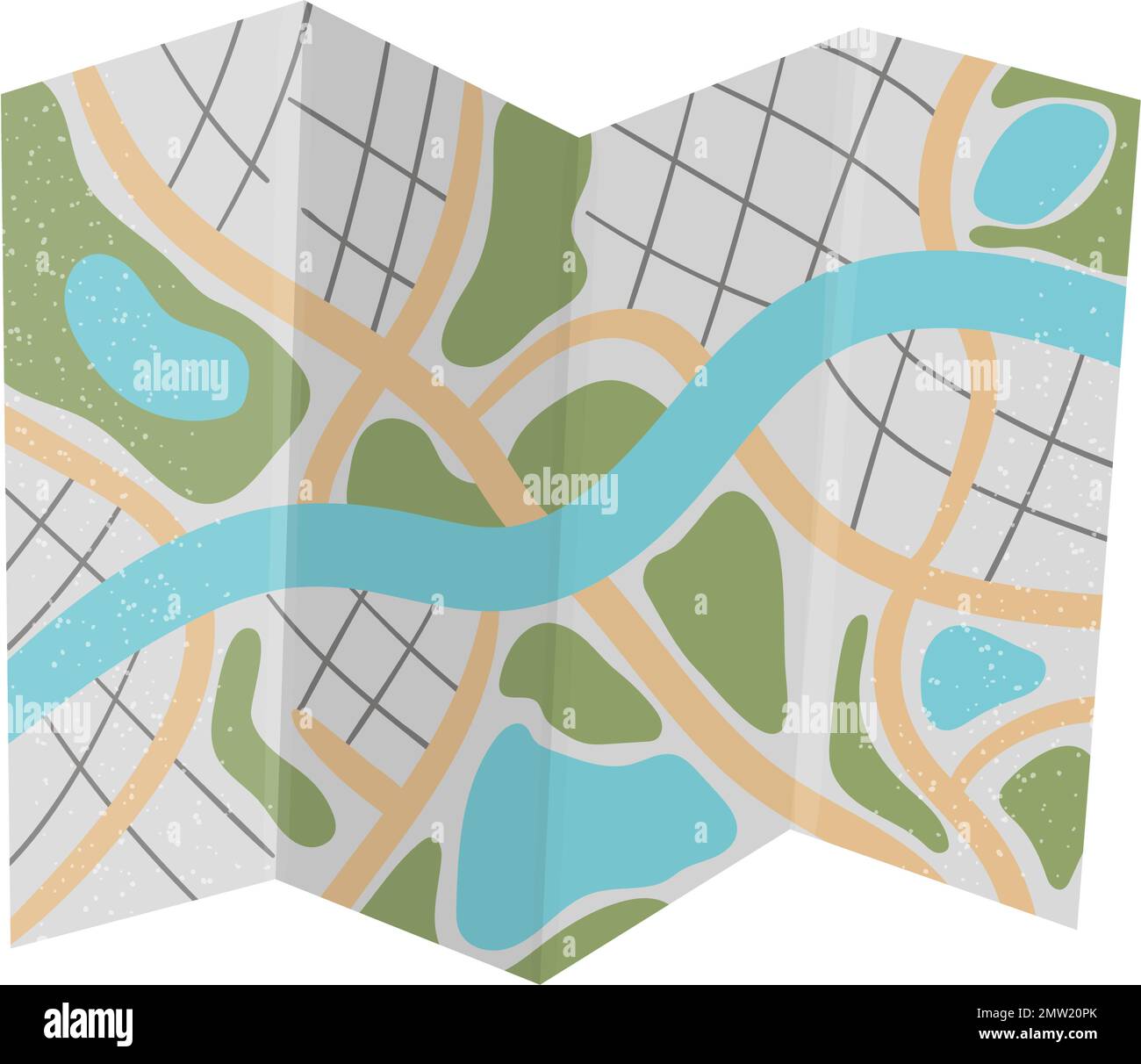 Vector flat illustration of map. Trendy flat colored city guide icon. Travel object isolated on ...
