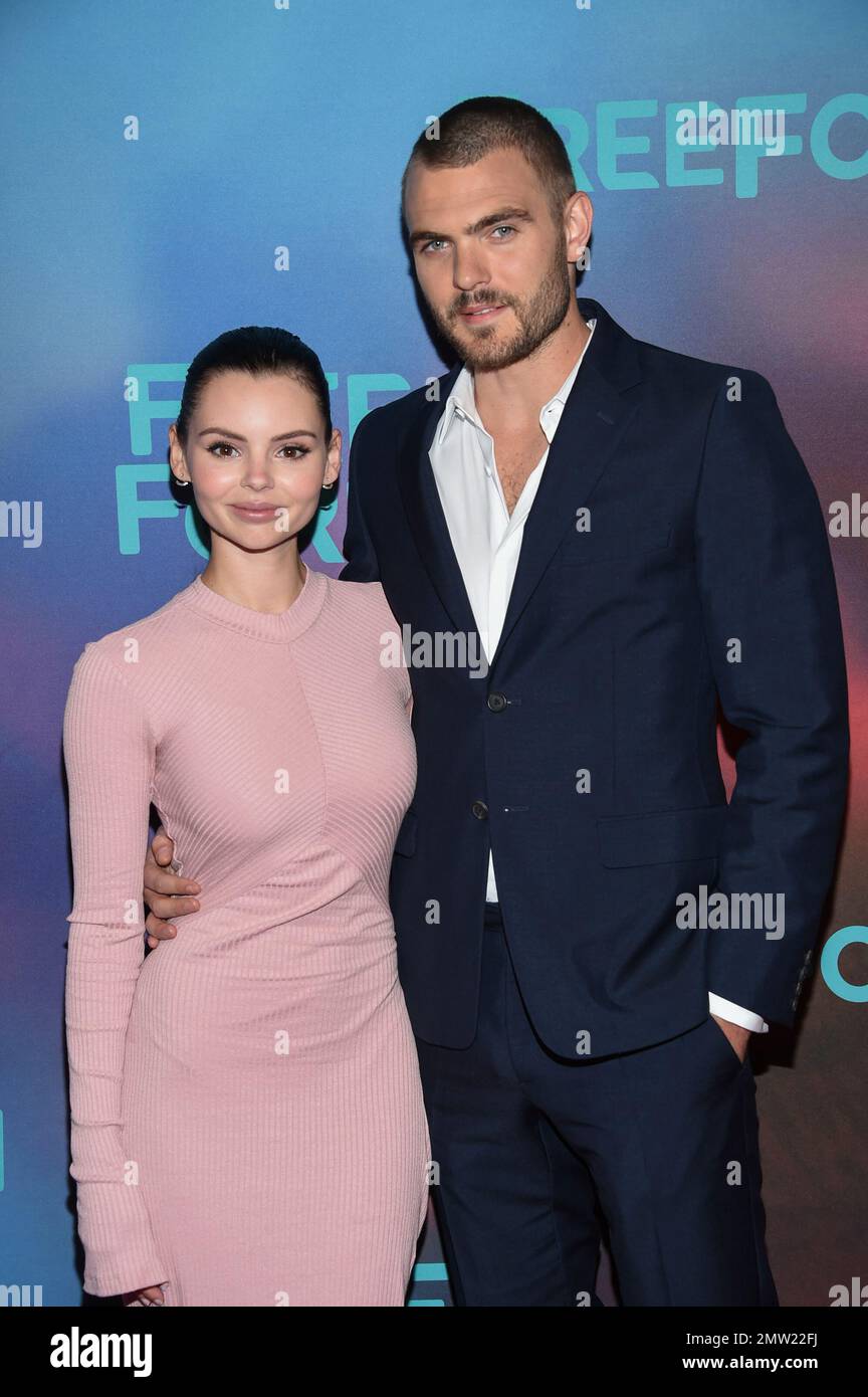 Actors Eline Powell, left, and Alex Roe attend the ABC Freeform 2017 ...