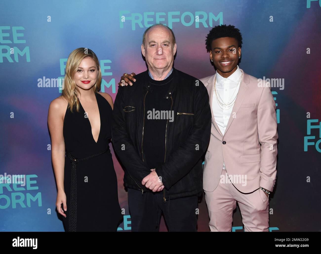 Actress Olivia Holt, left, executive producer Jeph Loeb and actor ...