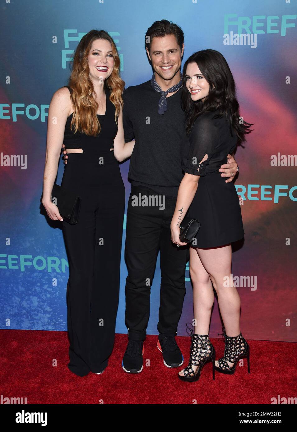 Actors Meghann Fahy, left, Sam Page and Katie Stevens attend the ABC ... Actors Meghann Fahy, left, Sam Page and Katie Stevens attend the ABC ...