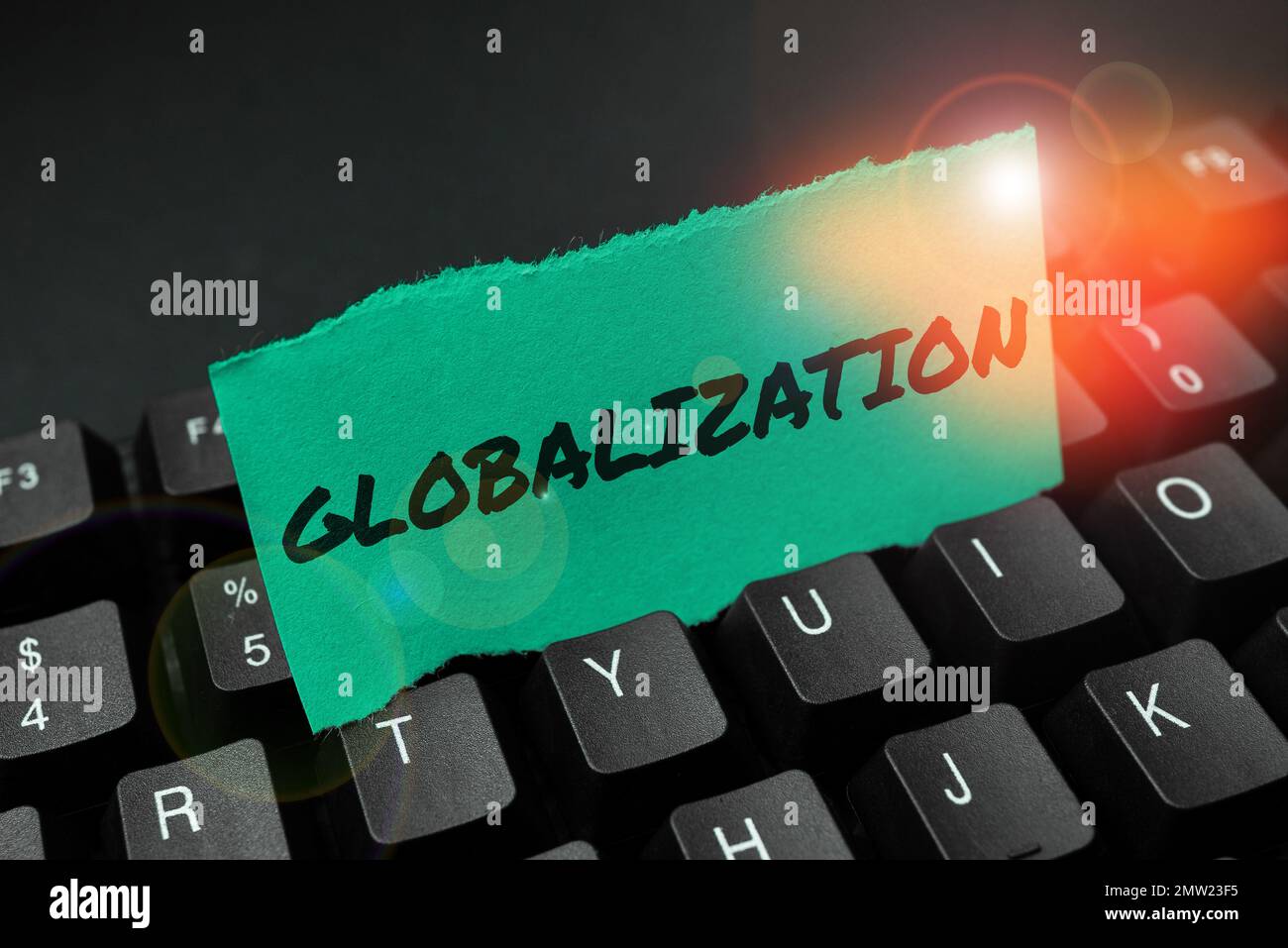 Hand writing sign Globalization. Business overview development of an ...