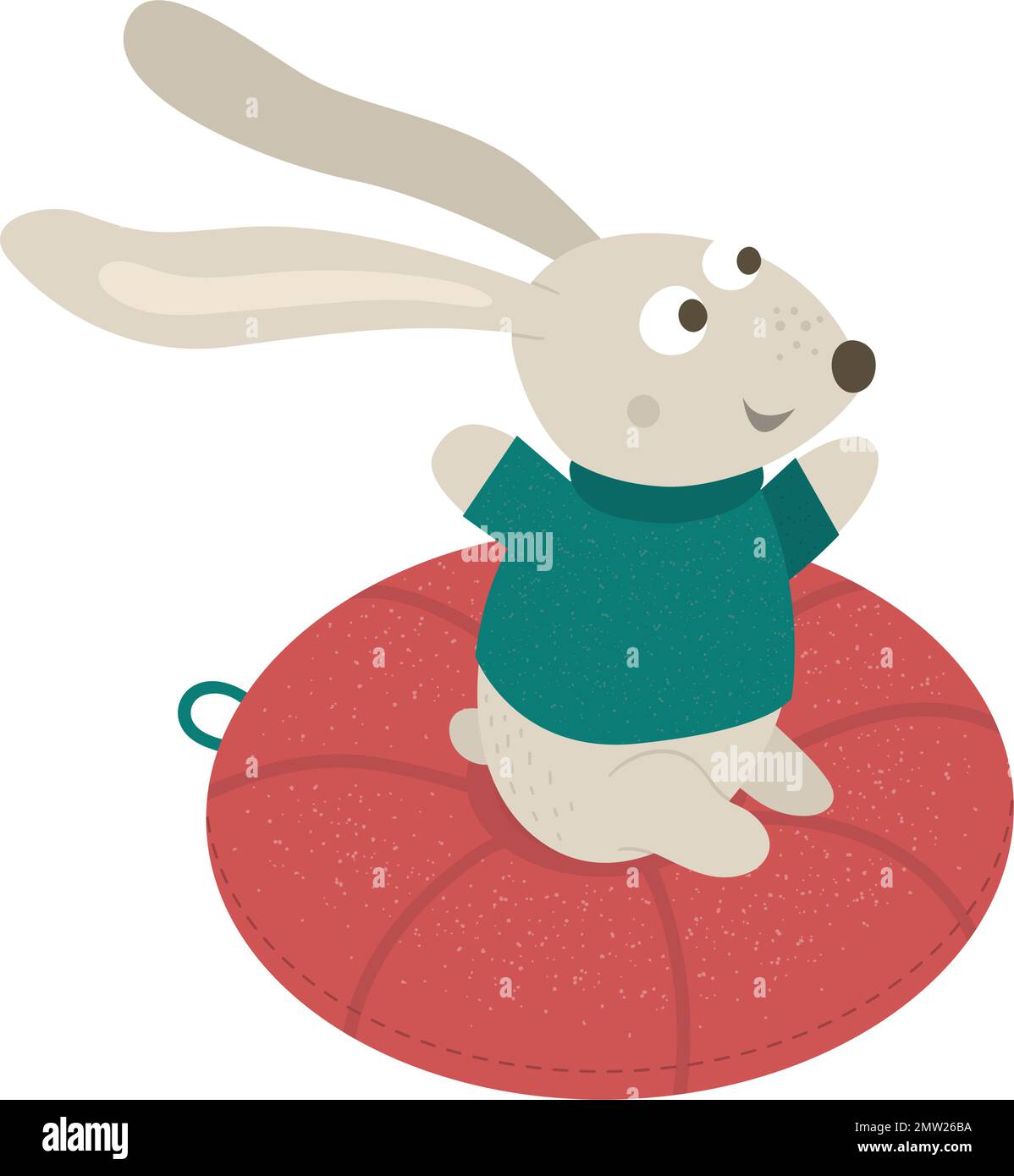 Vector illustration of rabbit in sweater tubing. Cute woodland animal ...
