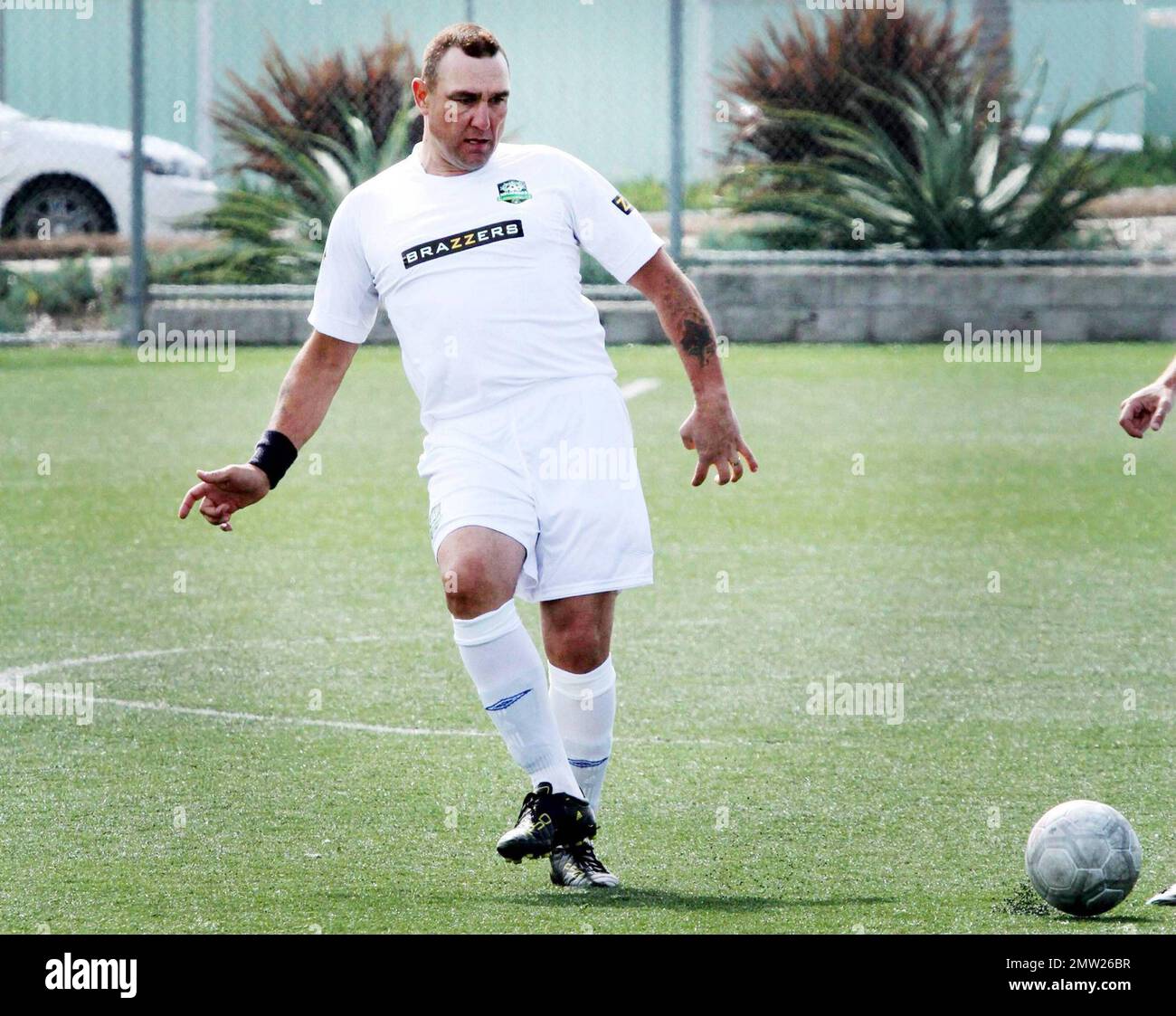 Former professional footballer and actor Vinnie Jones, 46, enjoys his ...