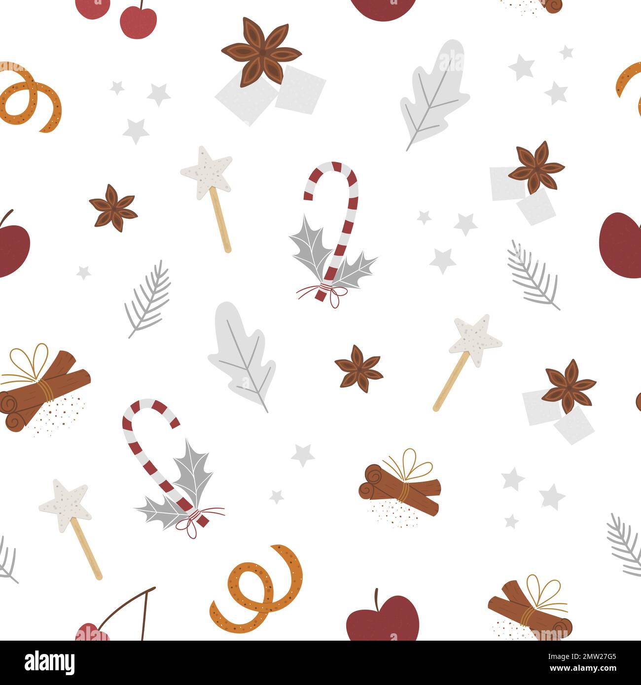 Vector seamless pattern with traditional winter spices and fruit ...