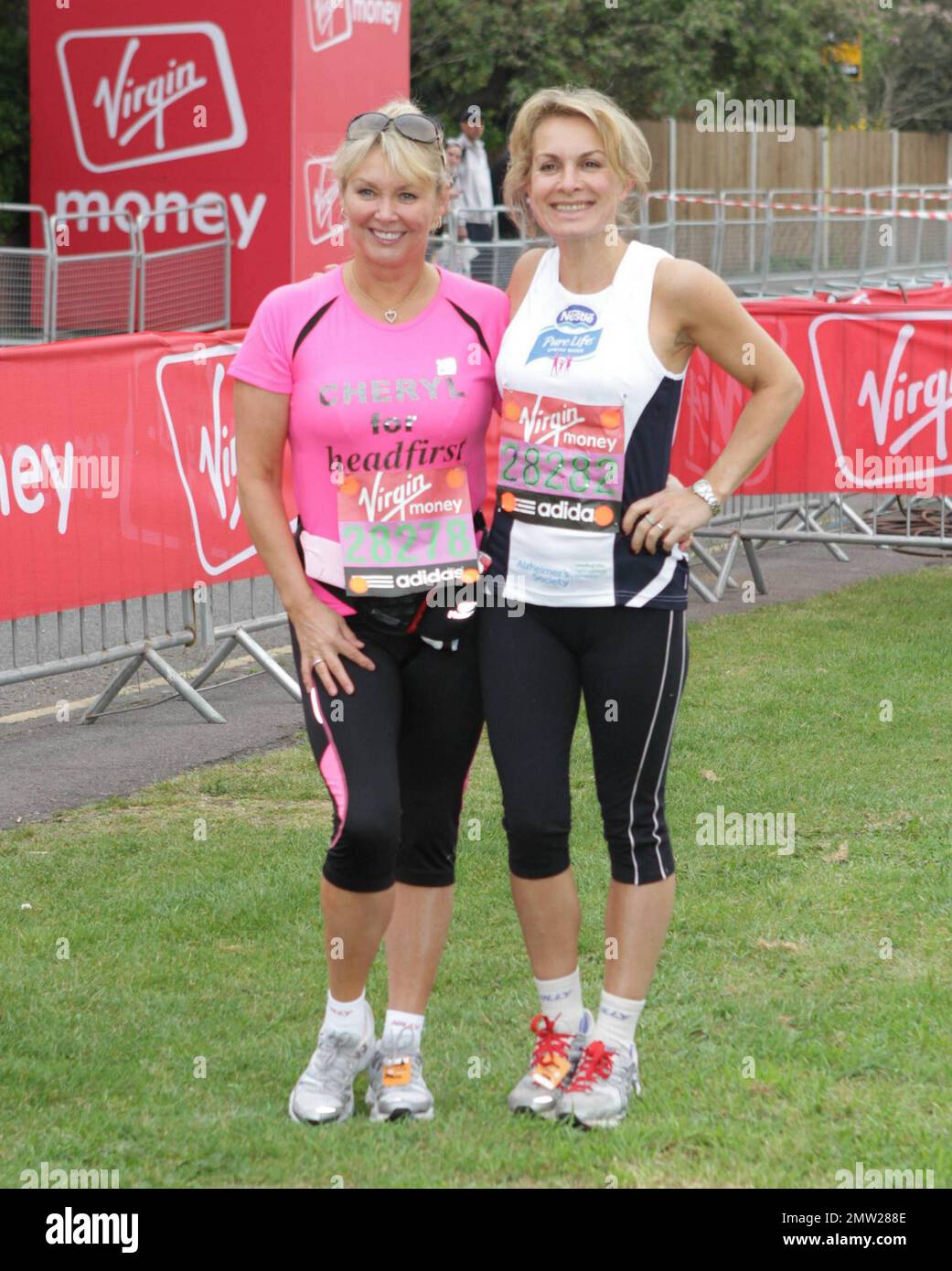 Cheryl Baker And Jay Aston Pose For Photographers At The Celebrity Start During The 2011 Virgin