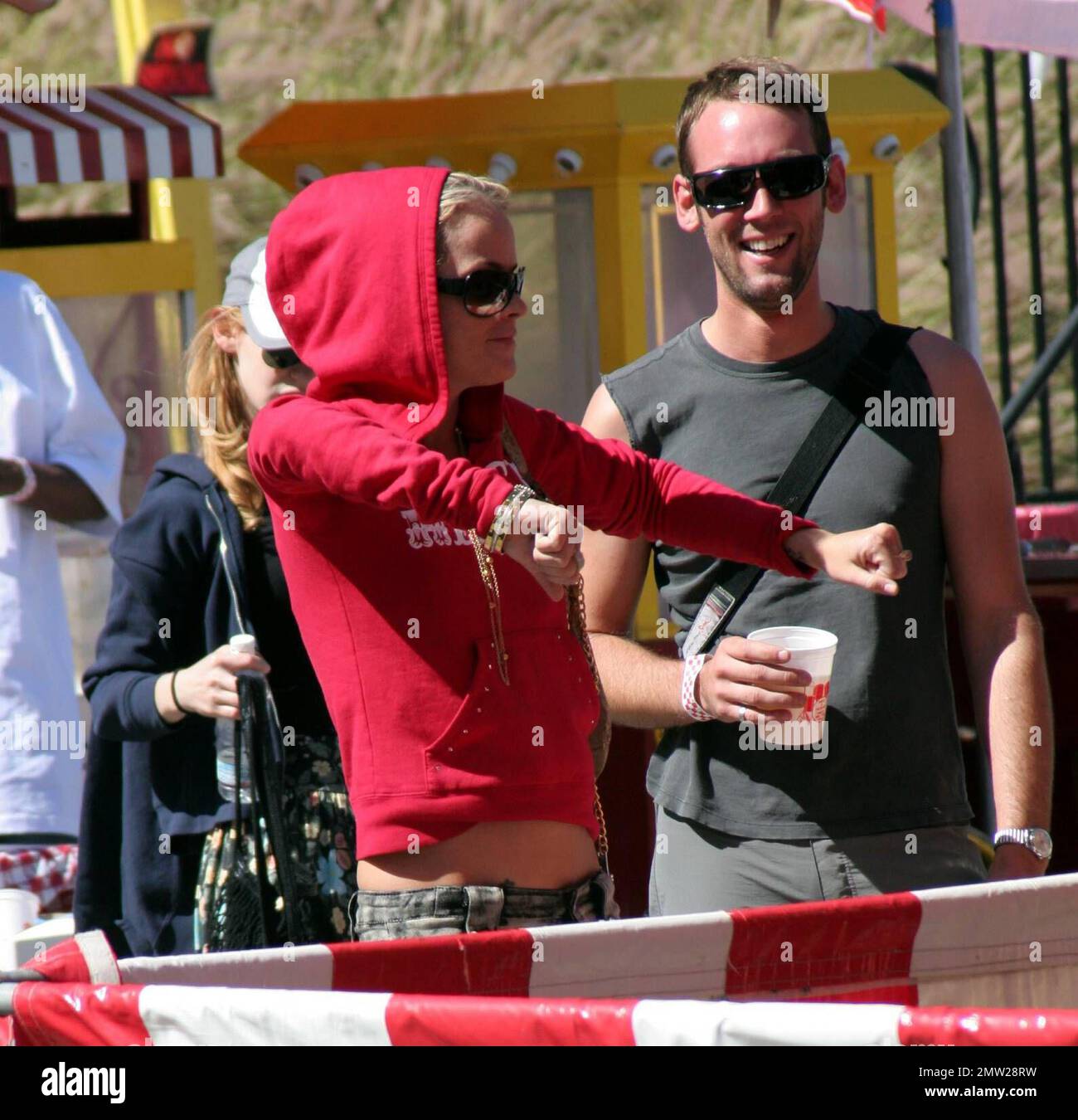 Actress Taryn Manning wins a carnival game at the Virgin MobileÕs ...