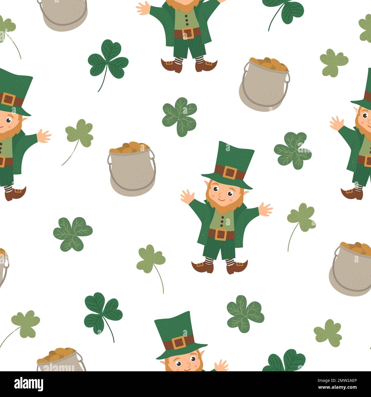 Vector seamless pattern with Saint Patrick’s Day symbols. National ...