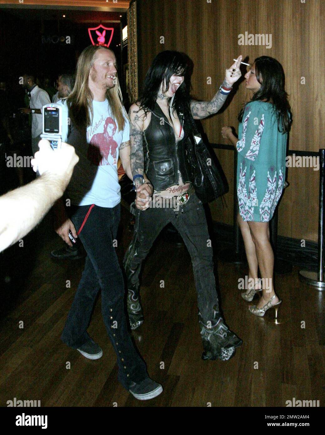 Kat Von D, sporting a new Hollywood tattoo on her stomach, leaves the ...