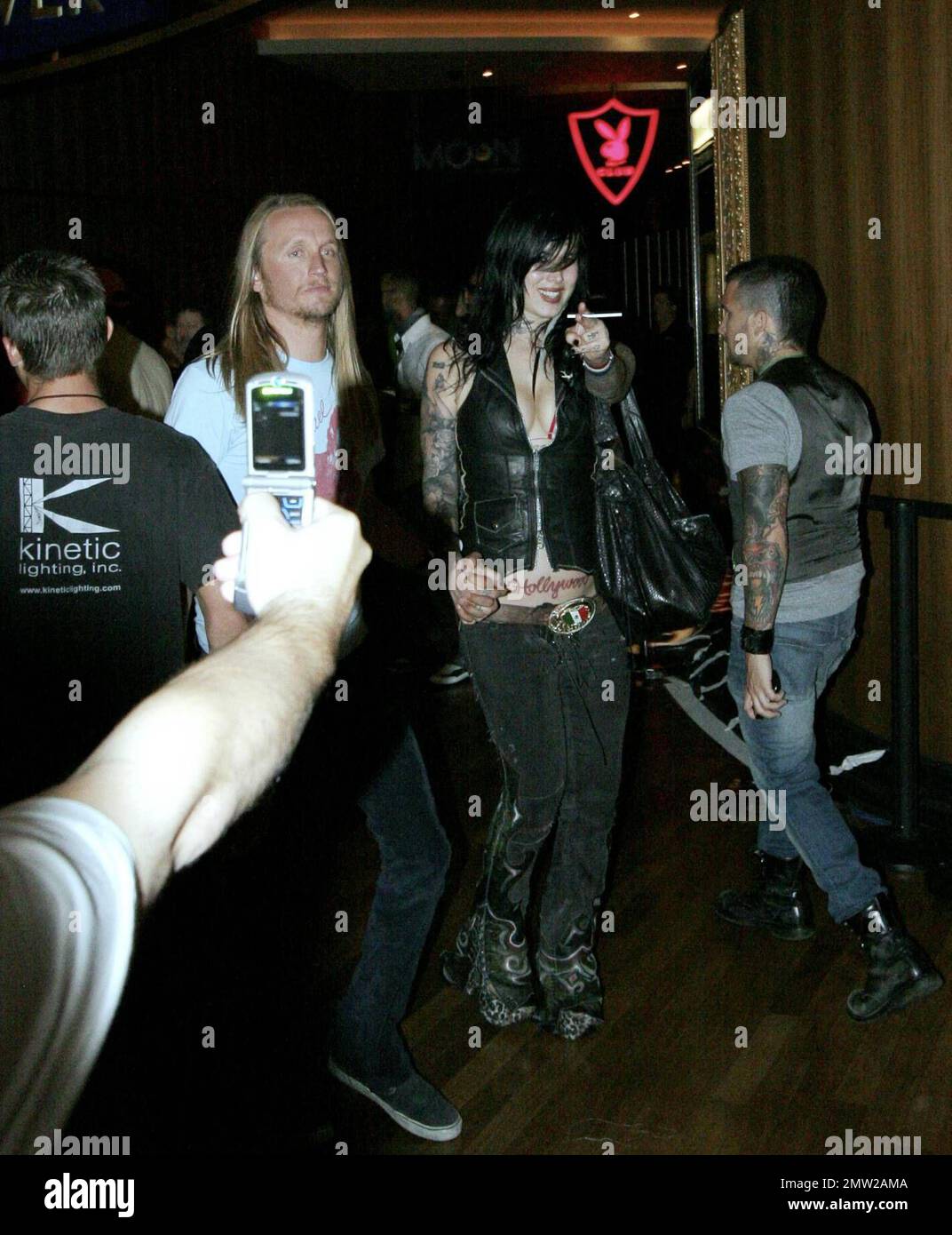 Kat Von D, sporting a new Hollywood tattoo on her stomach, leaves the ...