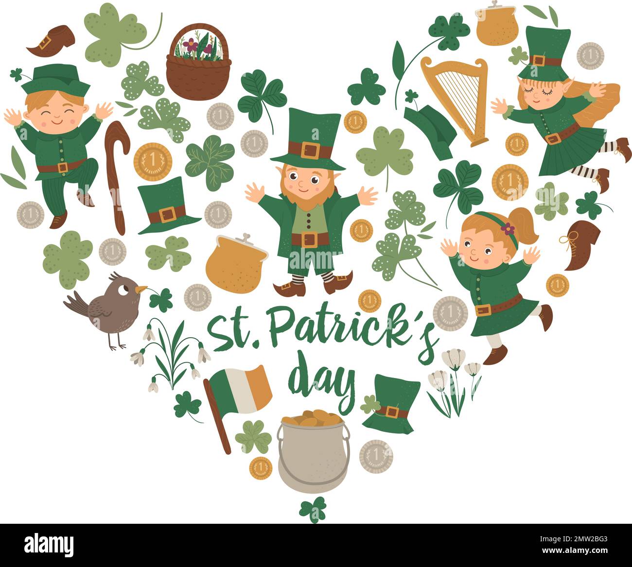 Vector Saint Patrick’s Day frame with leprechaun, shamrock isolated on ...