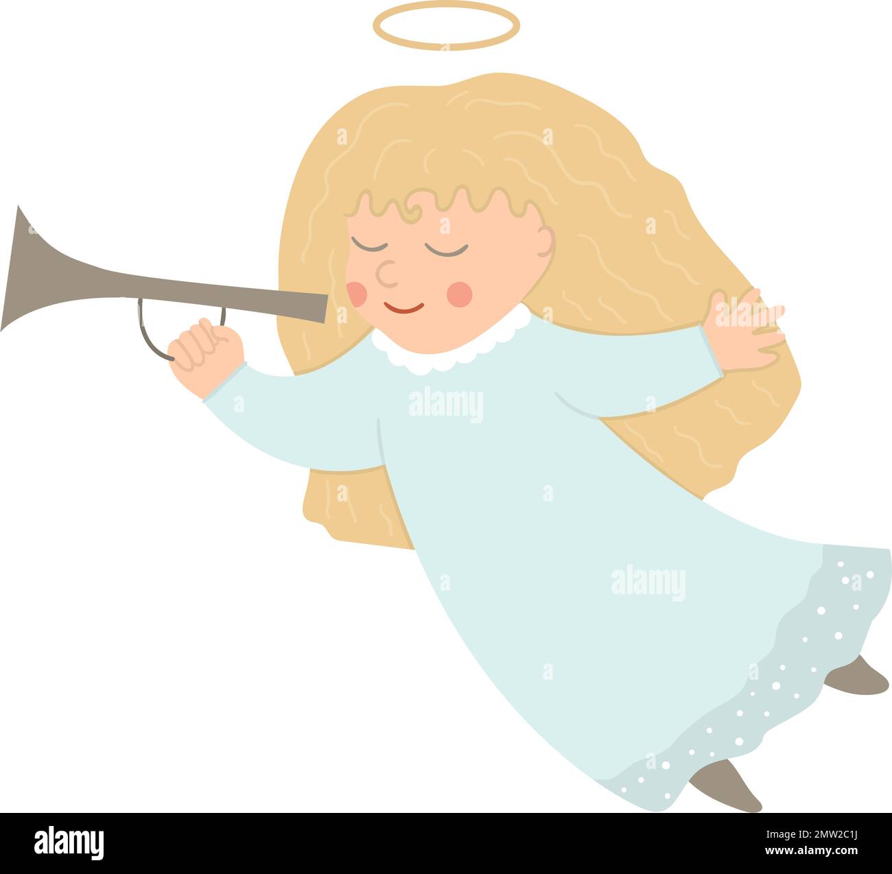 Vector angel with horn isolated on white background. Easter funny ...