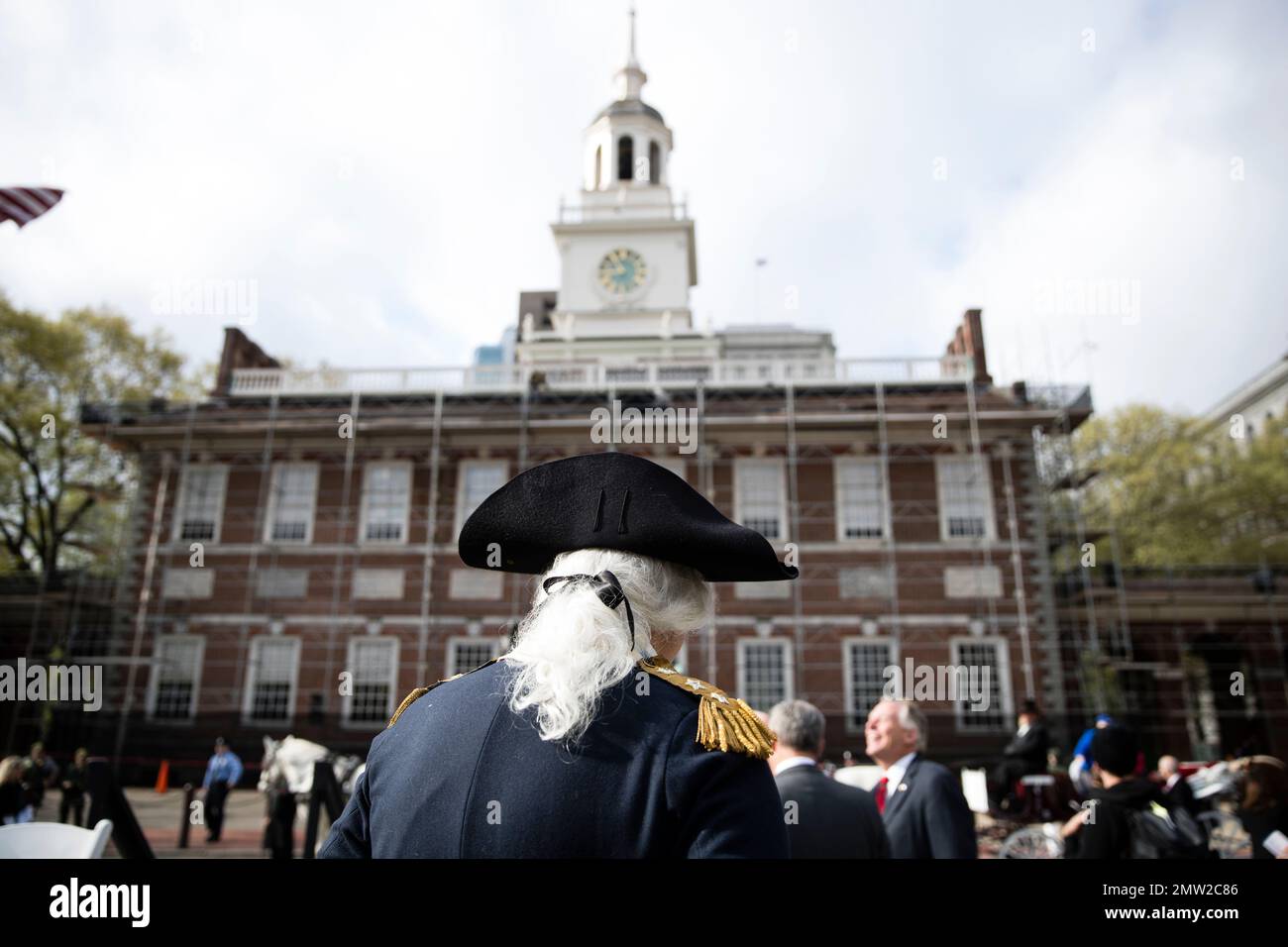 Dean Malissa, portraying George Washington stands in view of ...