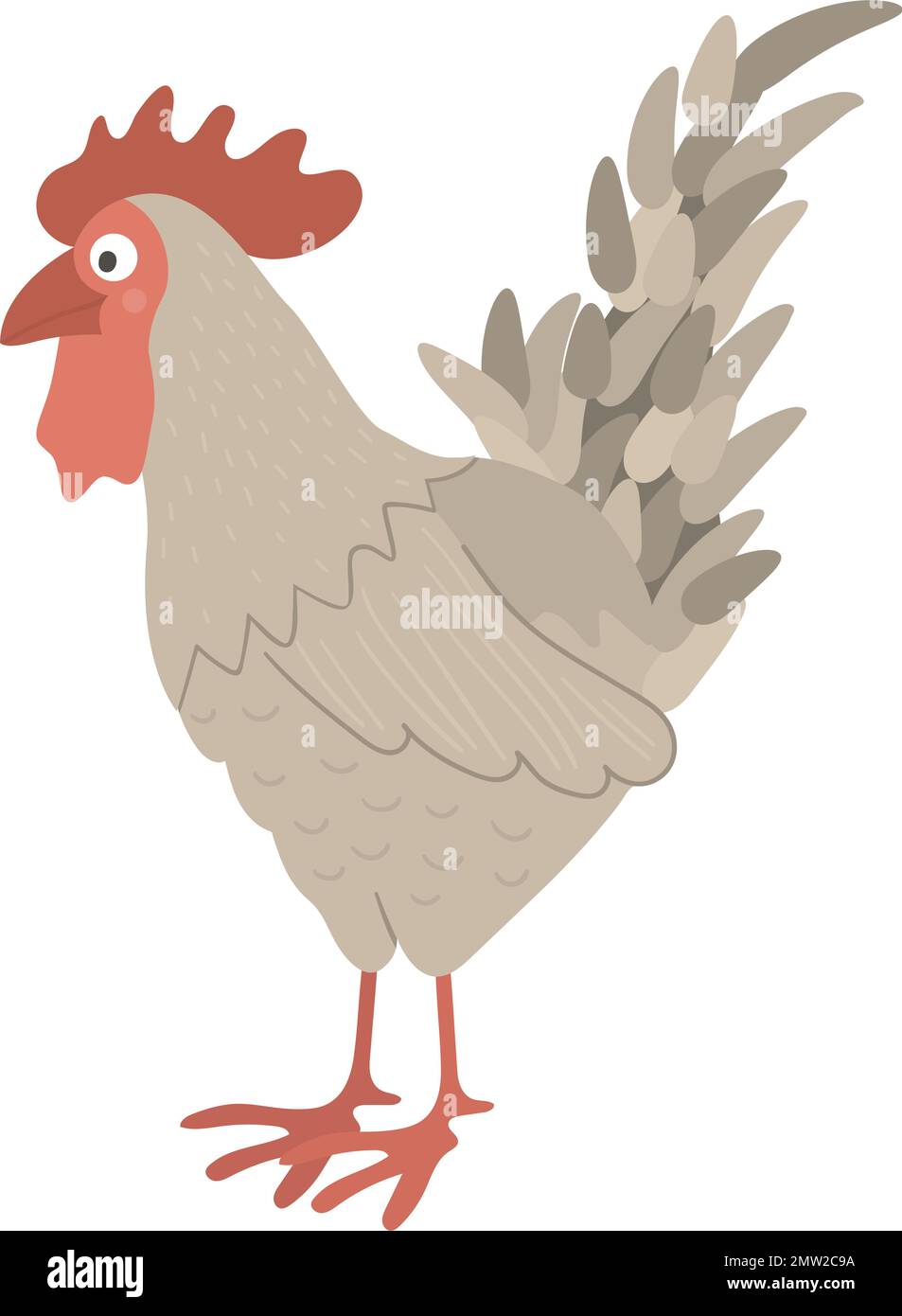 Vector funny cockerel isolated on white background. Spring, Easter or ...