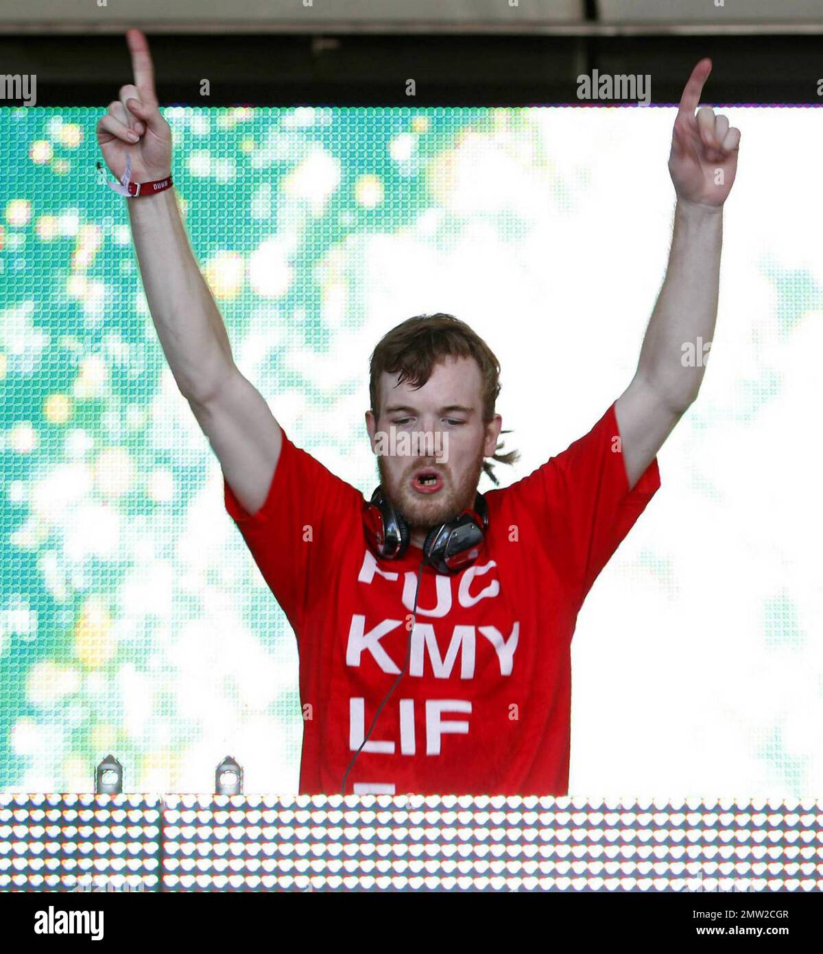 British DJ Rusko (aka Christopher Mercer) performs live during day one ...