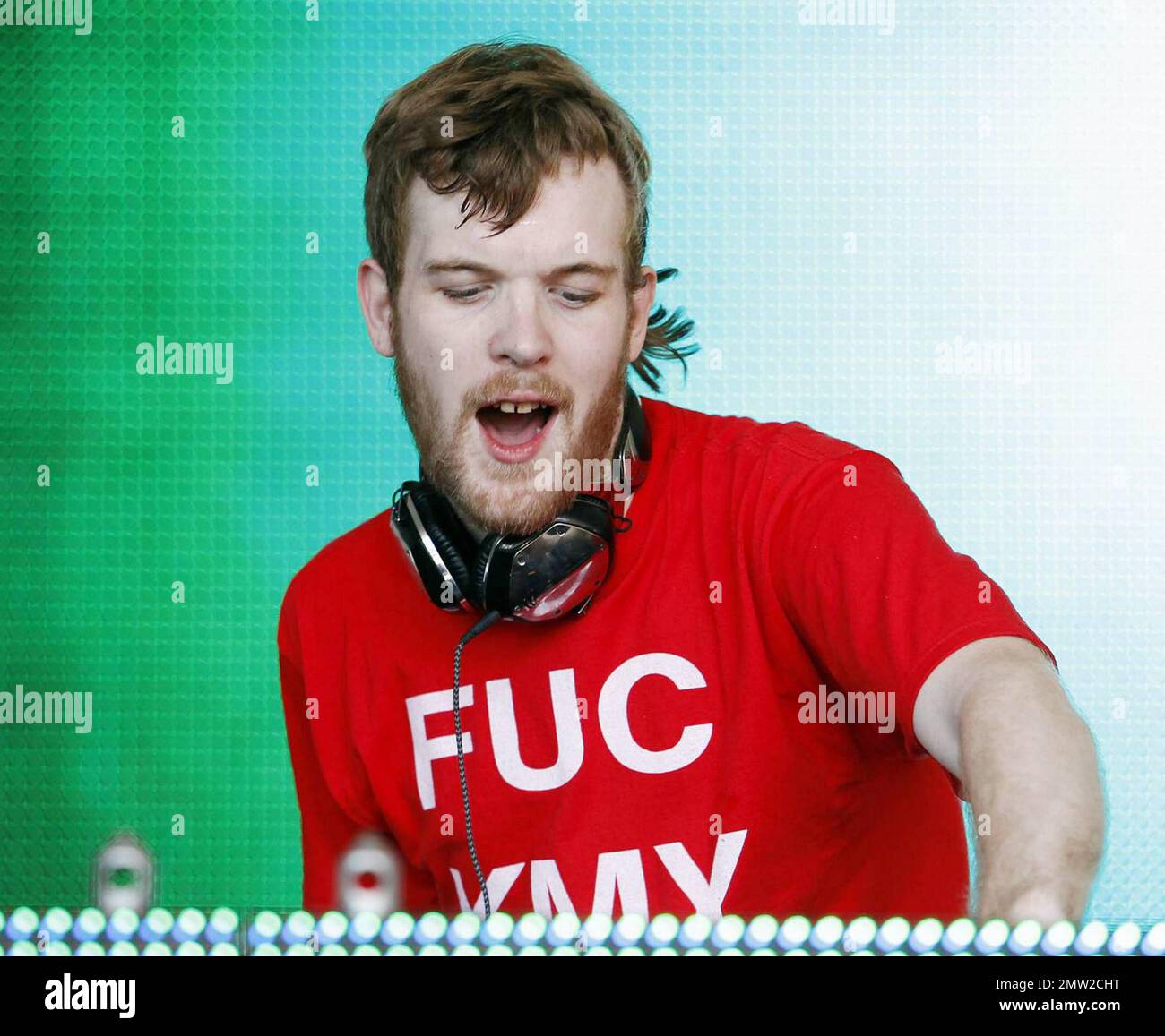 British DJ Rusko (aka Christopher Mercer) performs live during day one ...