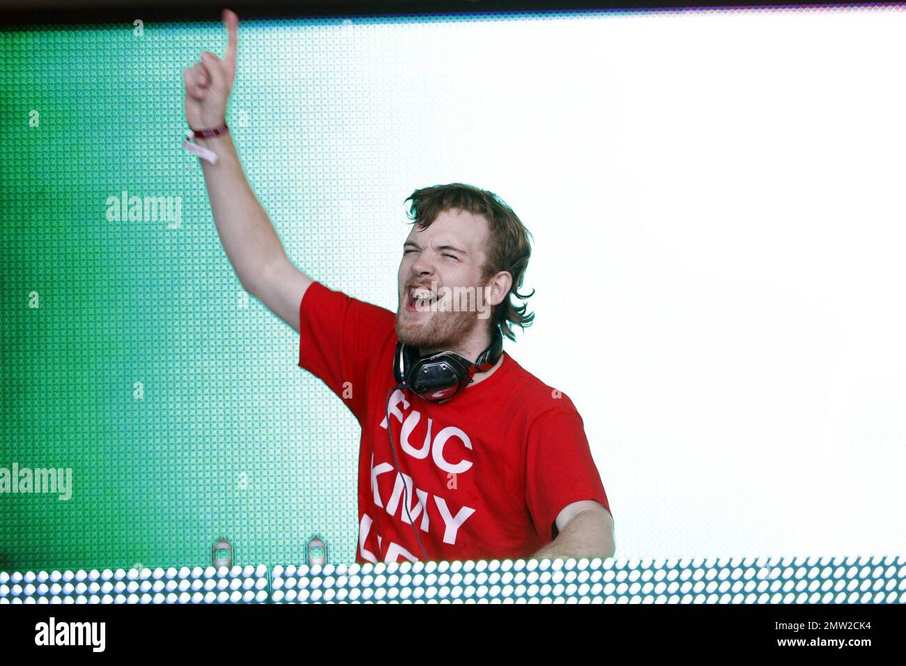 British DJ Rusko (aka Christopher Mercer) performs live during day one ...